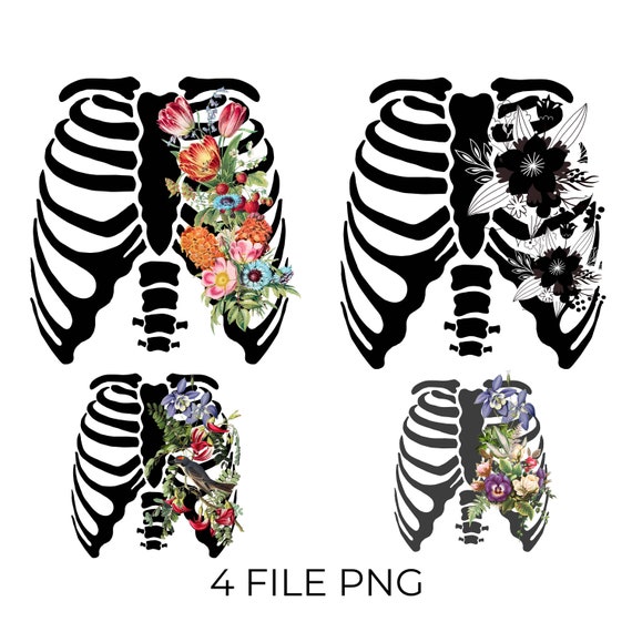 Rib Cage Floral PNG Rib Cage Floral Png Ribcage Flowers Png - Etsy ...