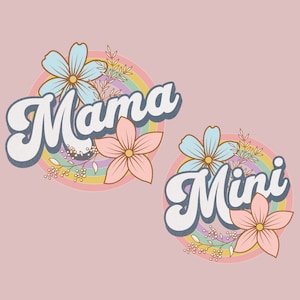 Mama and Mini, Retro Flower Png, Mommy and Me Png, Matching Shirt Png ...