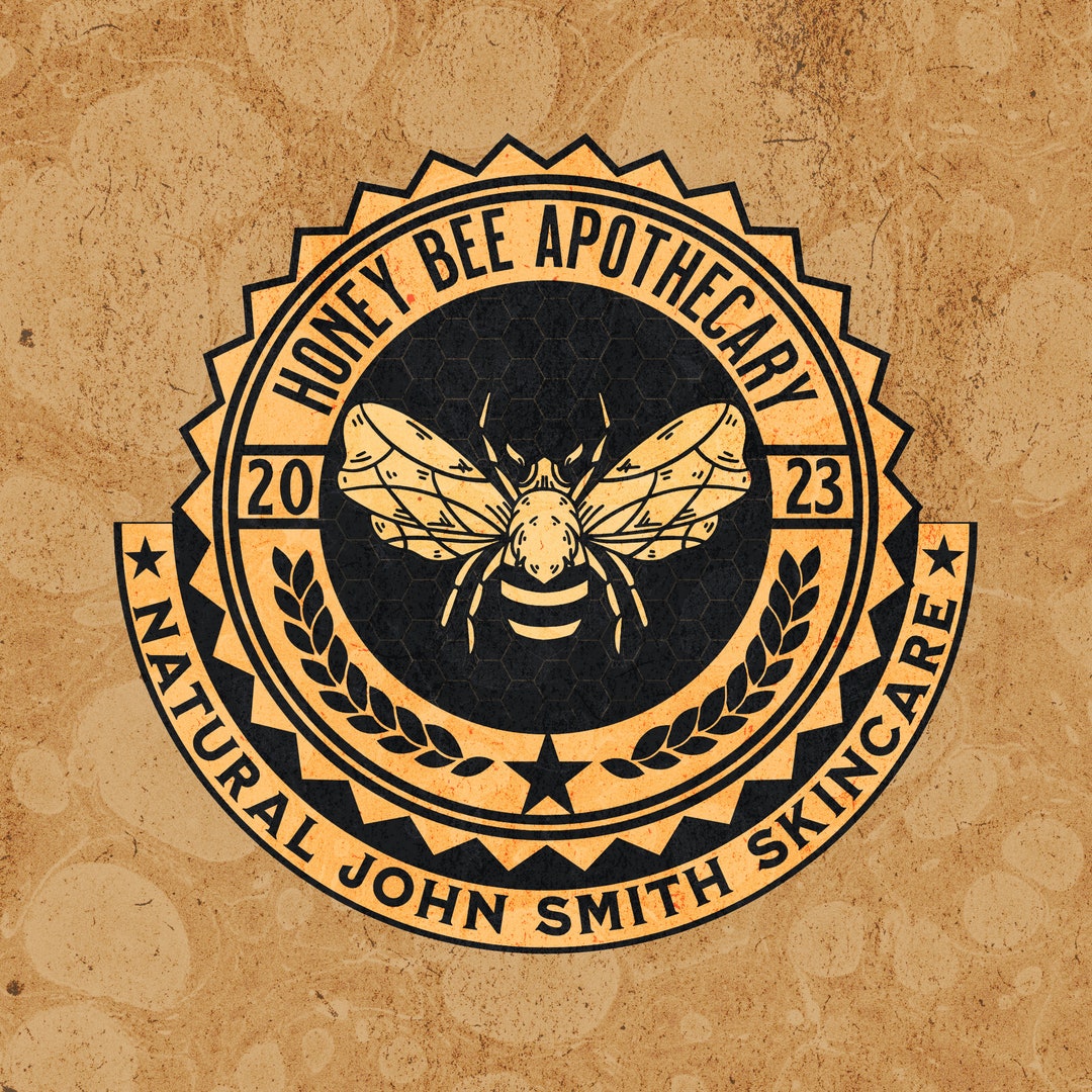 Round Bee Logo Design, Vintage Honey Logo, Rustic Bee Logo Design, Logo ...