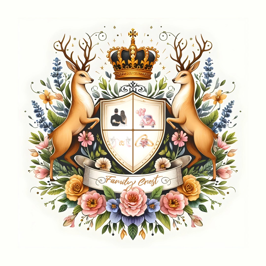 Watercolour Your Family Crest, Custom Family Crest, Wedding Crest ...