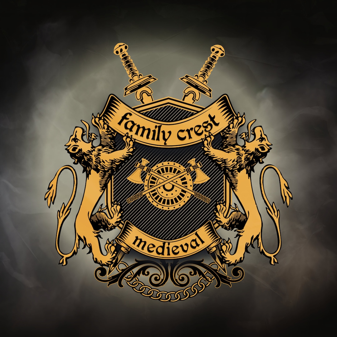 Custom Logo Medieval Style, Heraldic Emblems, Shields Lions and Swords ...