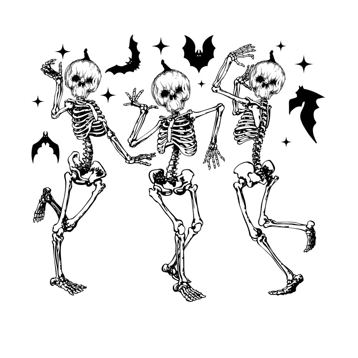 Dancing Skeletons Halloween Png Pumpkin Skeletons Png - Etsy