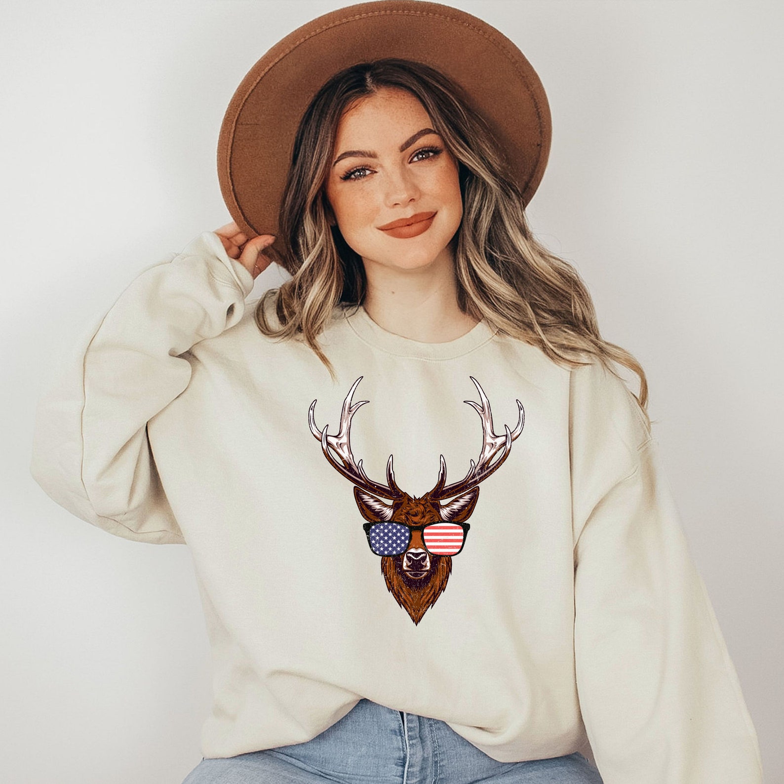 4th of July Antlers Deer With Sunglasses USA America Deer - Etsy