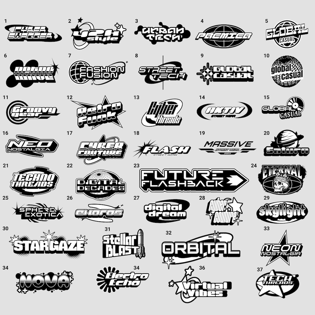 Custom Digital Y2K Logo , Y2K Custom Logo Design, Aesthetic Vector, Svg ...