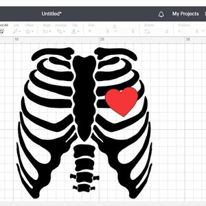 Skeleton Chest SVG File Png Easy to Cut Files, Rib Cage With Heart ...
