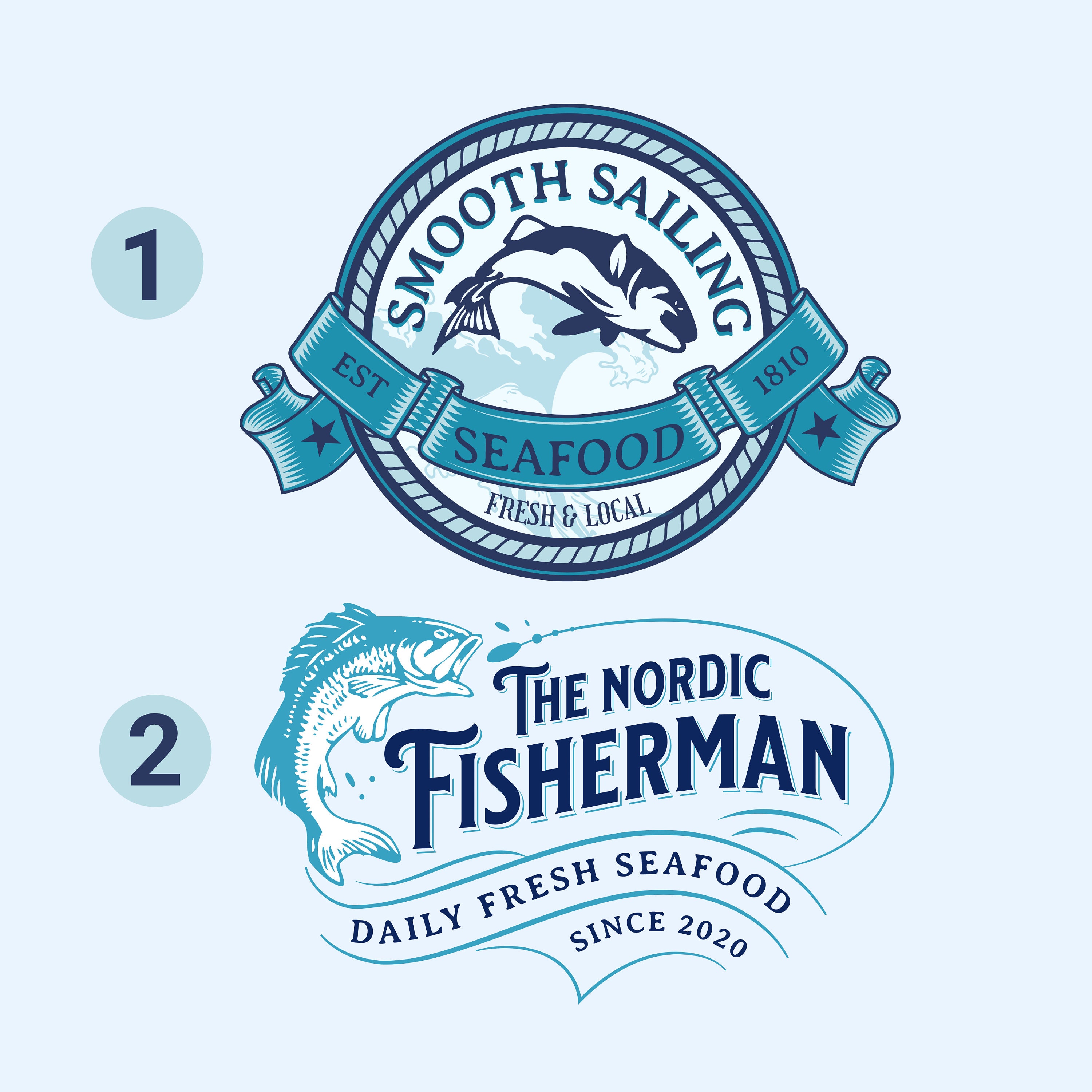 Custom Logo , Fishing Logo Fish Logo Fishing ,smooth Sailing Seafood ...