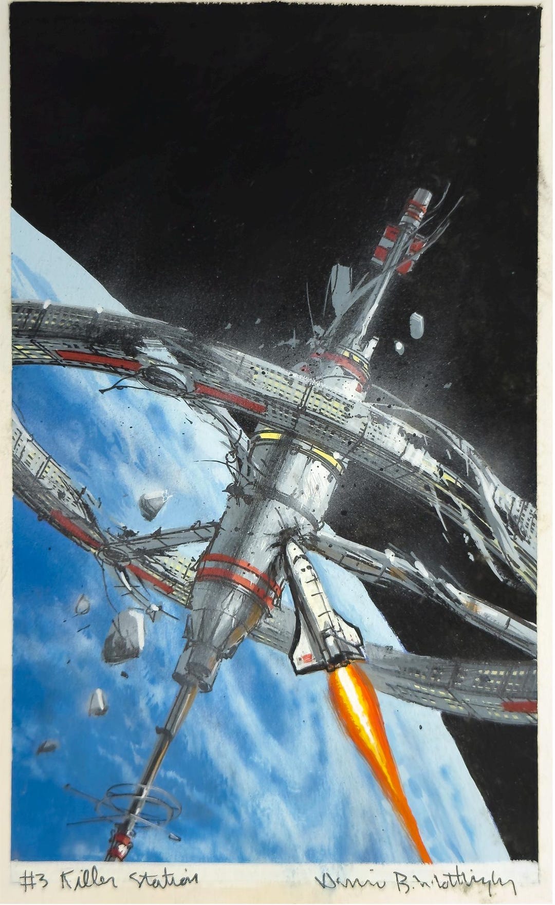 Original Cover Sketch for "killer Station" by Martin Caiden, Art by David Mattingly - Etsy