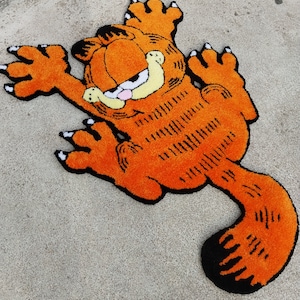 Orange Cat Cartoon Tufted Rug / %100 HANDMADE - Etsy