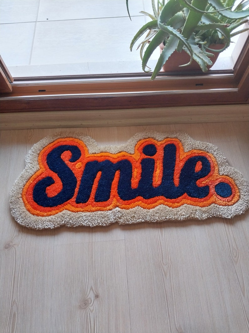 Smile Fluffy Tufted Rug / %100 HANDMADE - Etsy