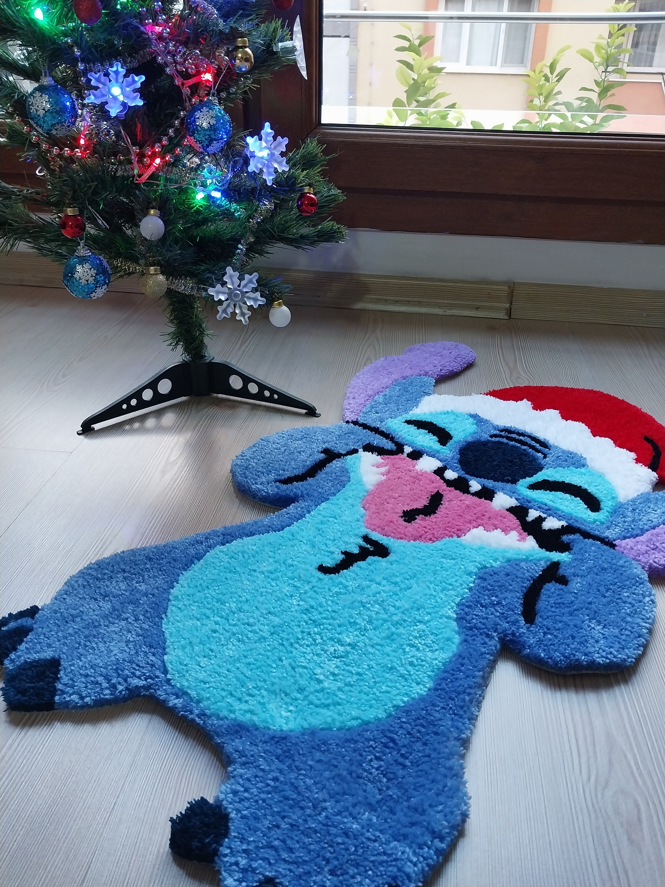 Blue Monster Stitch Christmas Tufted Rug / %100 HANDMADE - Etsy
