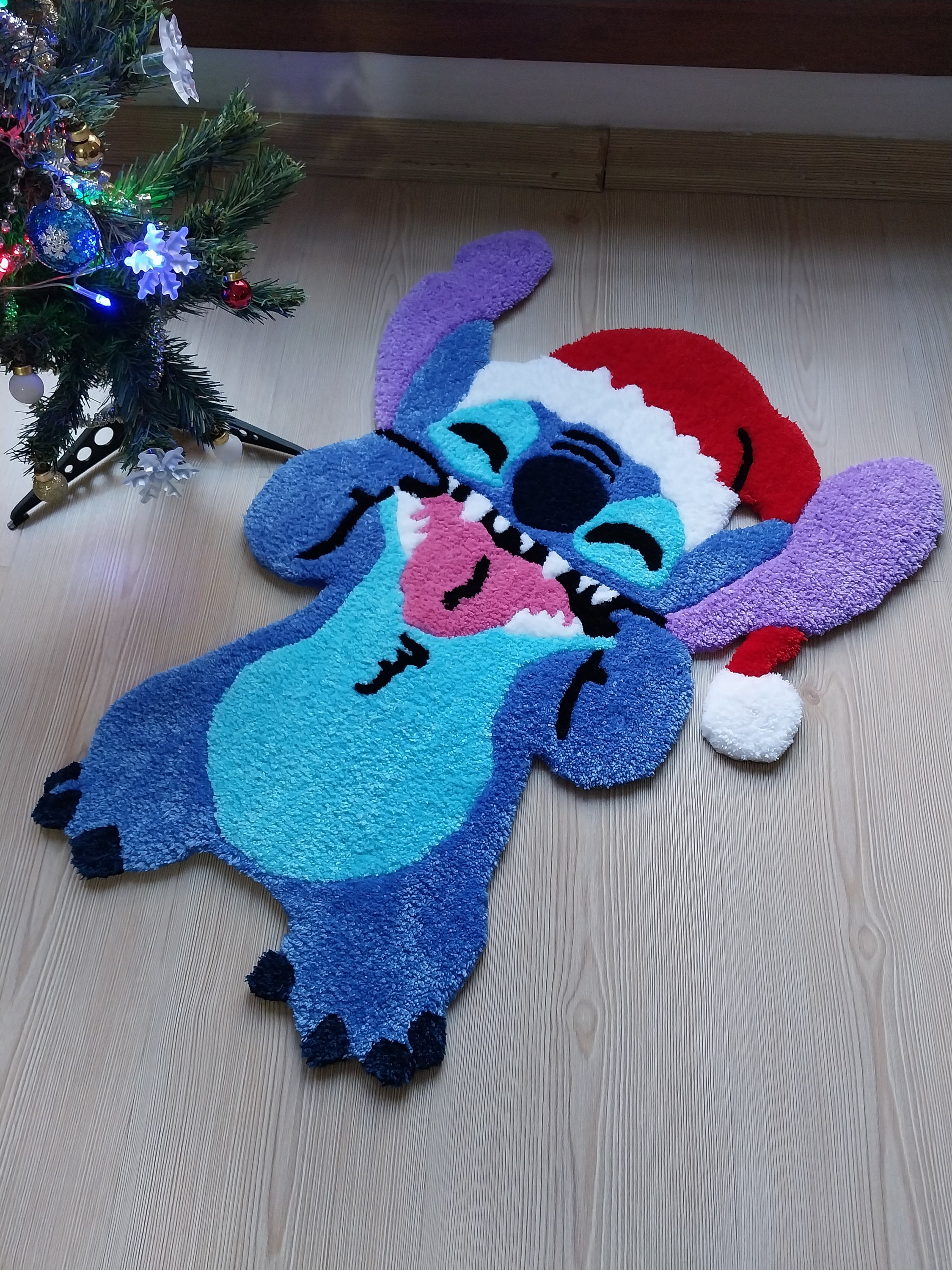 Blue Monster Stitch Christmas Tufted Rug / %100 HANDMADE - Etsy
