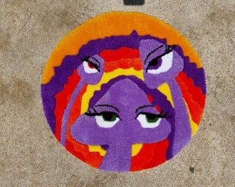 Chaotic Mushroom Fire Rainbow Lsd Tufted Mirror Rug / %100 Handmade - Etsy