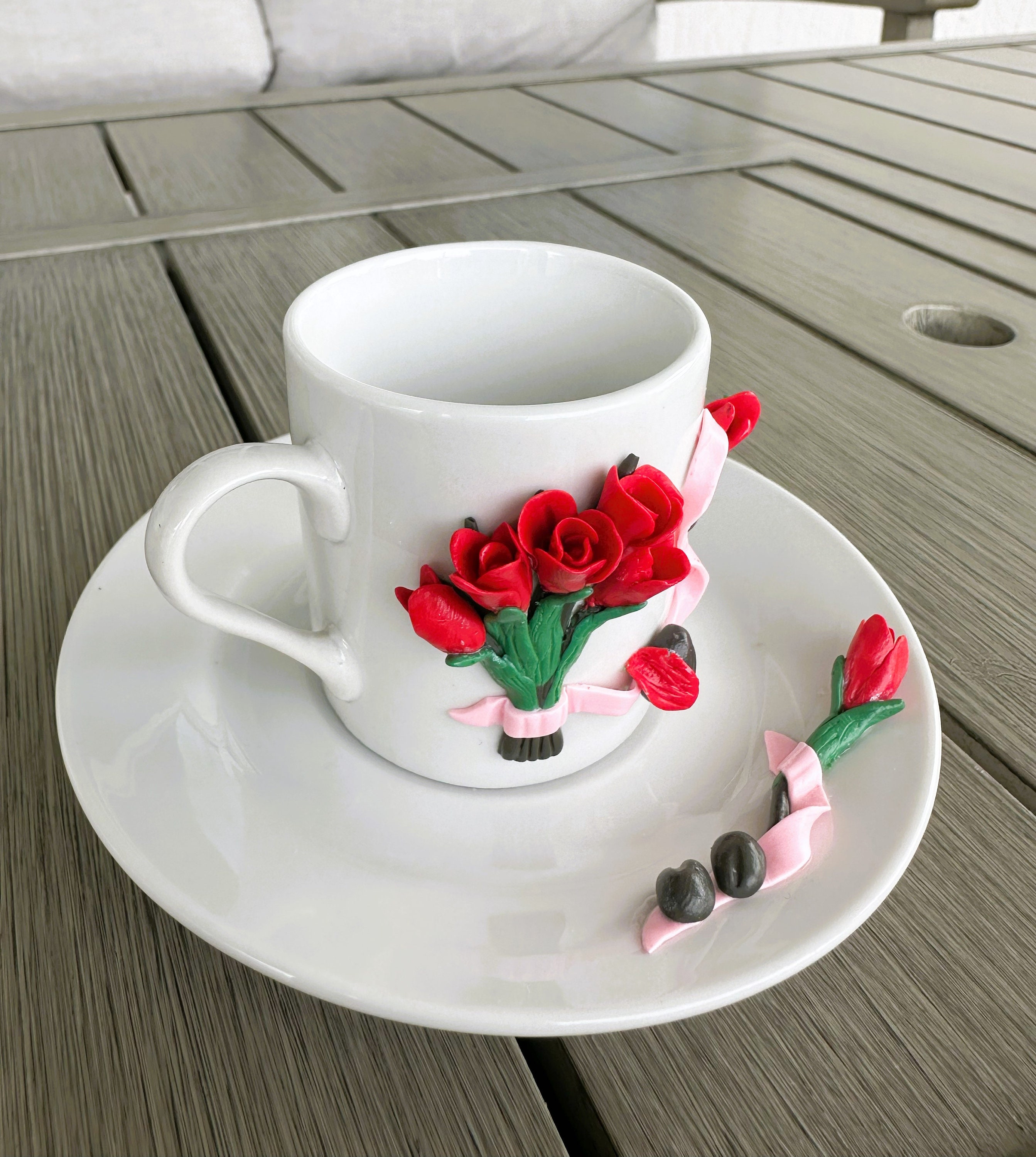 Handmade Espresso Cup, Polymer Clay 3D Coffee Espresso Cup, Decorated ...