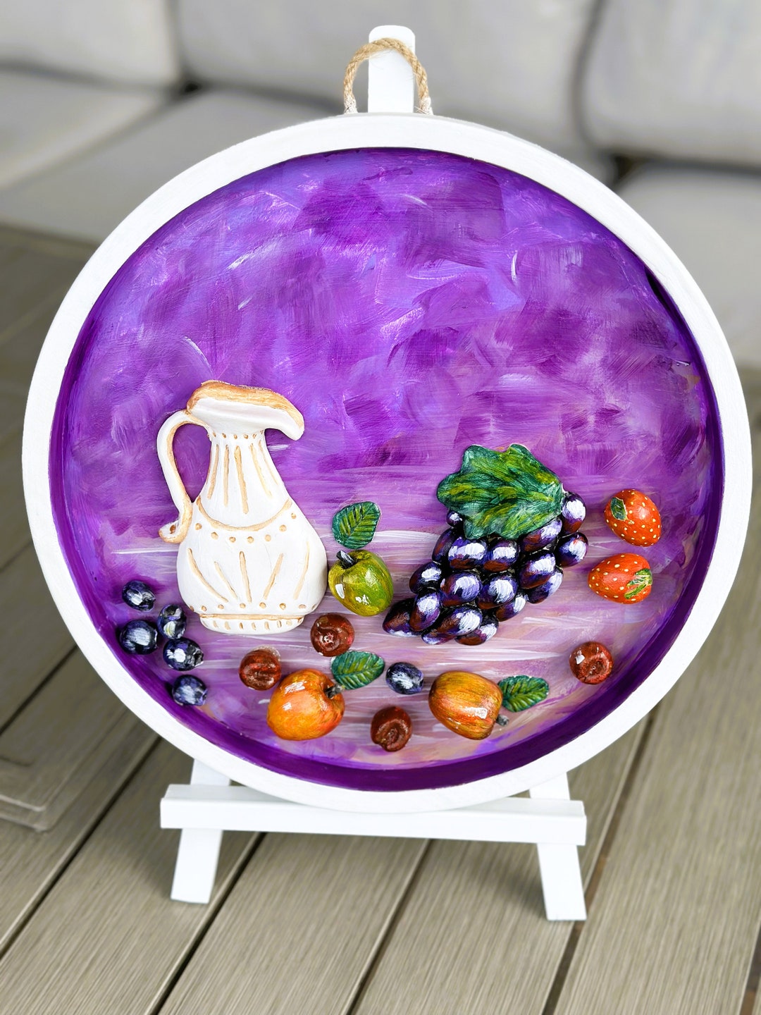 Still Life Painting, Handmade, Clay Figures, Fruits, Framed - Etsy