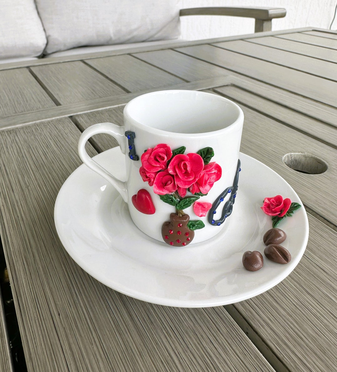 Handmade Espresso Cup, Polymer Clay 3D Coffee Espresso Cup, Decorated ...