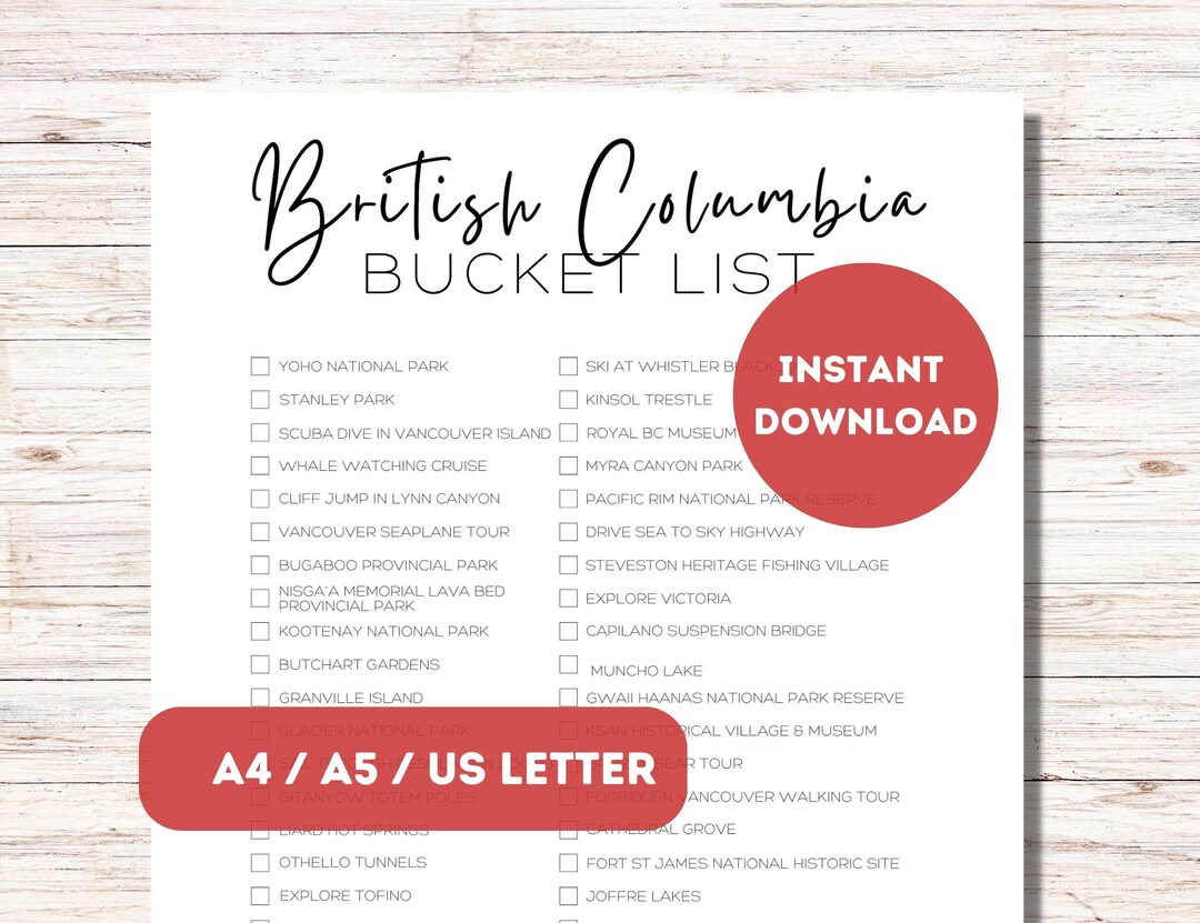 British Columbia Bucket List Printable | Canada Travel Planner ...