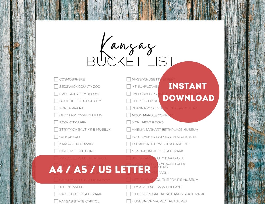 Kansas Bucket List Printable | Top Things to Do Travel Planner | Family ...