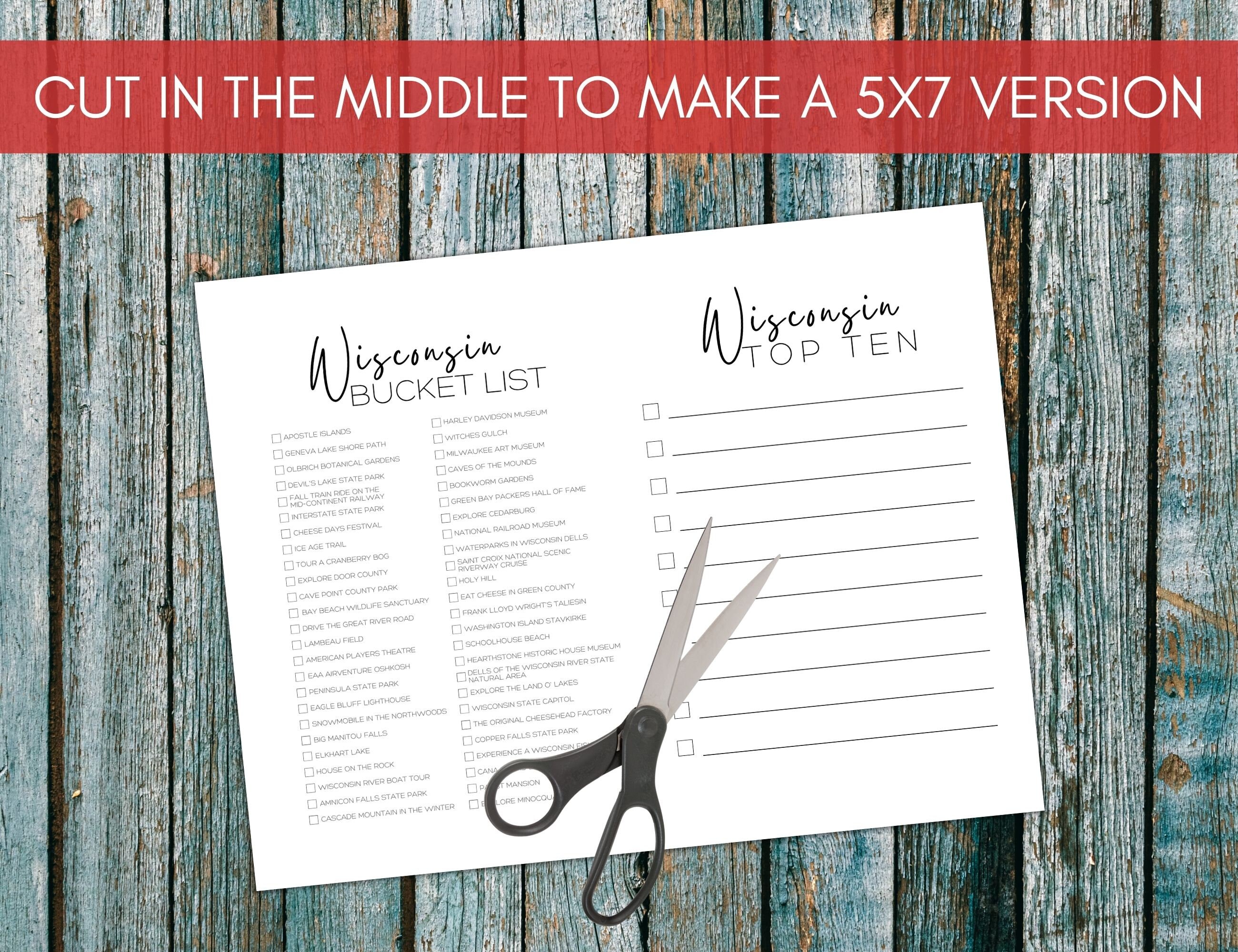 Wisconsin Bucket List Printable | America's 50 States Travel Planner ...