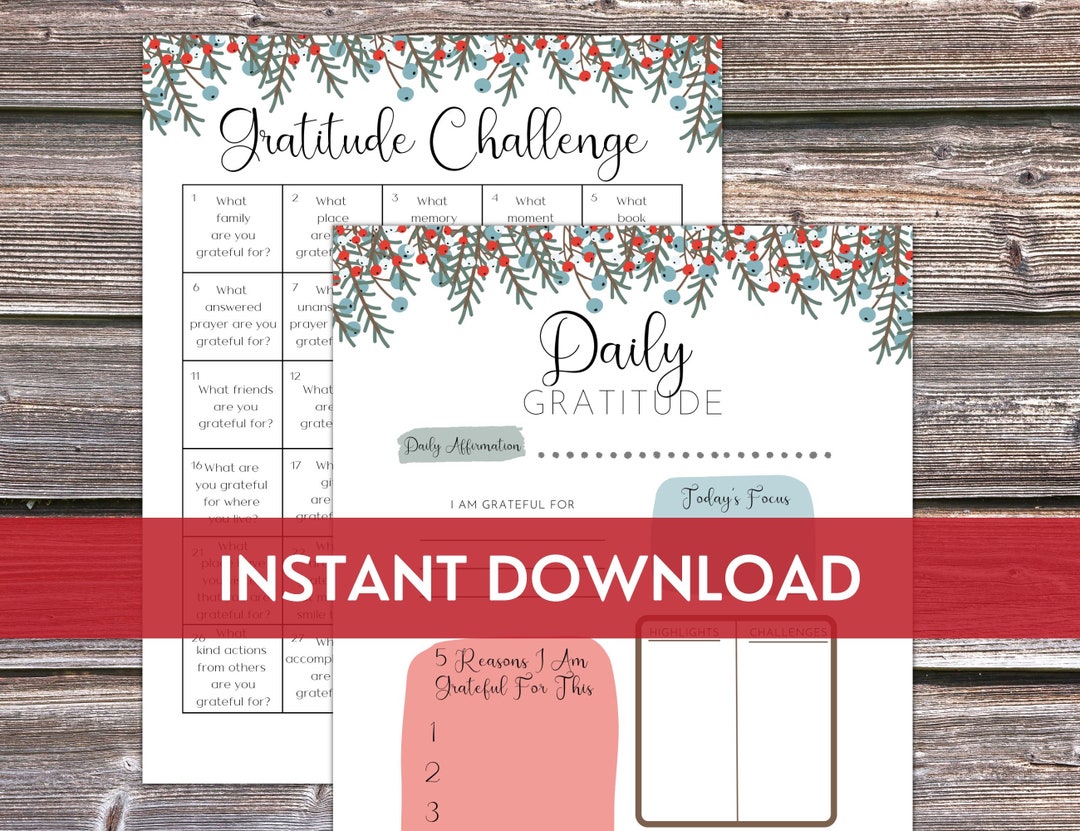 Christmas Daily Gratitude Printables | Mindfulness Journal for Winter ...