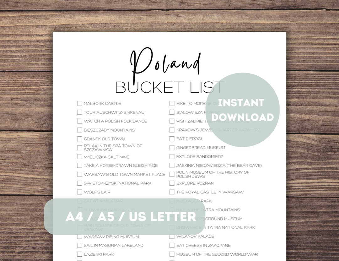Poland Bucket List Printable | Poland Travel List Planner | Travel ...