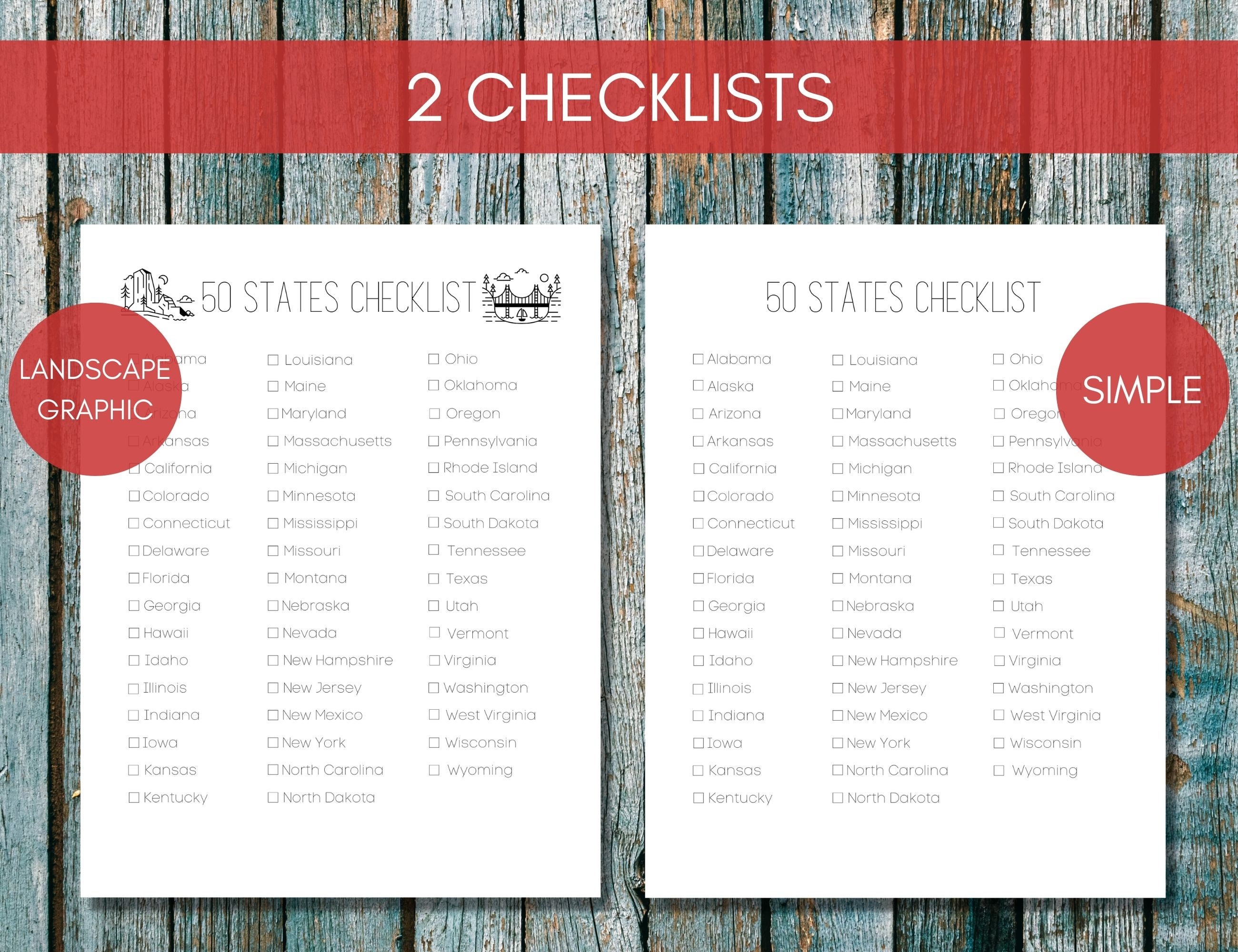 50 States Checklist Printable | US States Bucket List Challenge ...