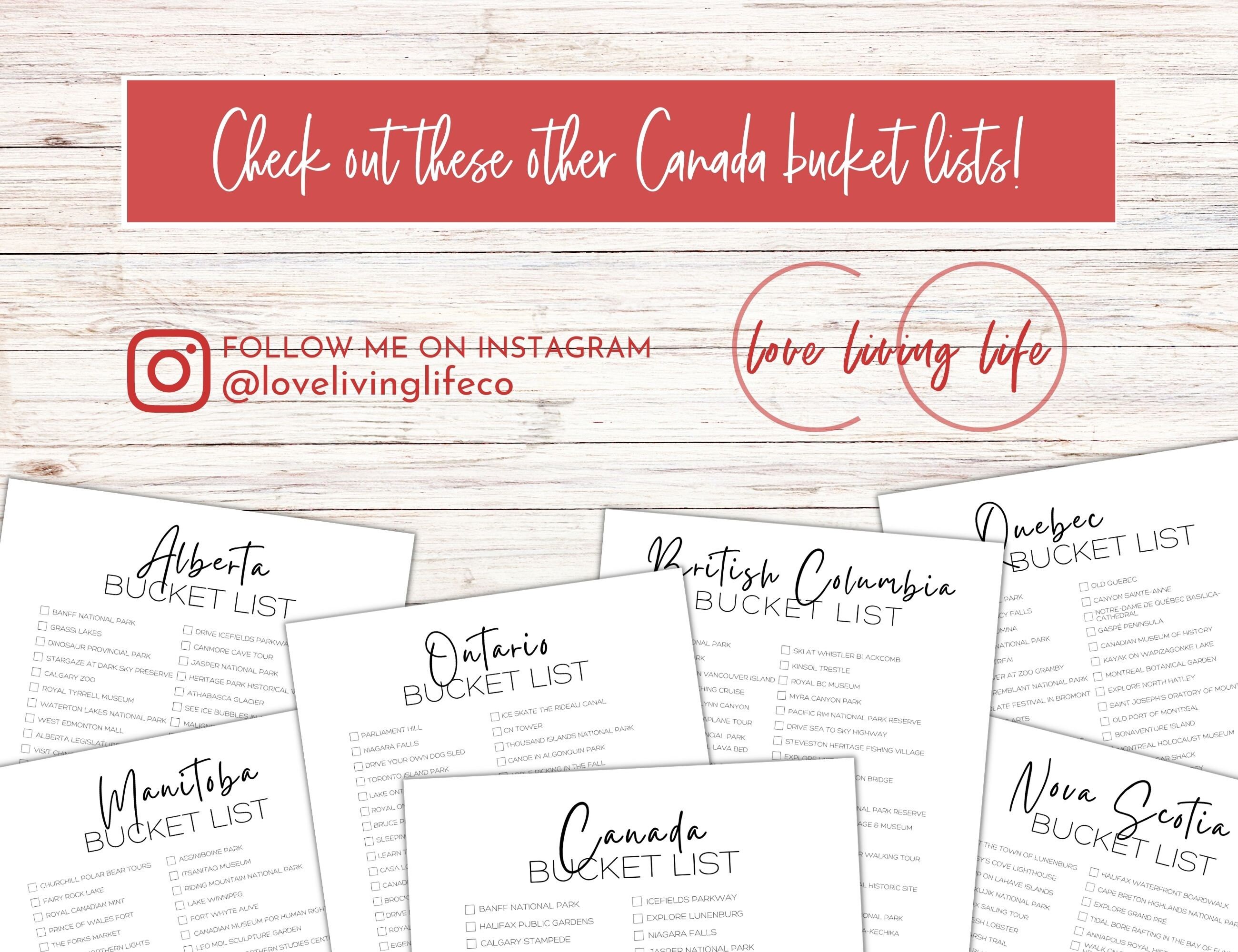 Alberta Bucket List Printable Canada Travel Planner Checklist Alberta ...