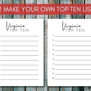 Virginia Bucket List Printable | America's 50 States Travel Planner ...