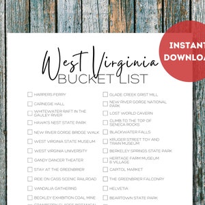 West Virginia Bucket List Printable America's 50 States - Etsy