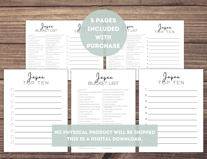 Japan Bucket List Printable Japan Travel Planner Checklist - Etsy