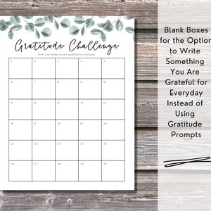 30 Day Gratitude Challenge Printable | Monthly Challenge Tracker ...