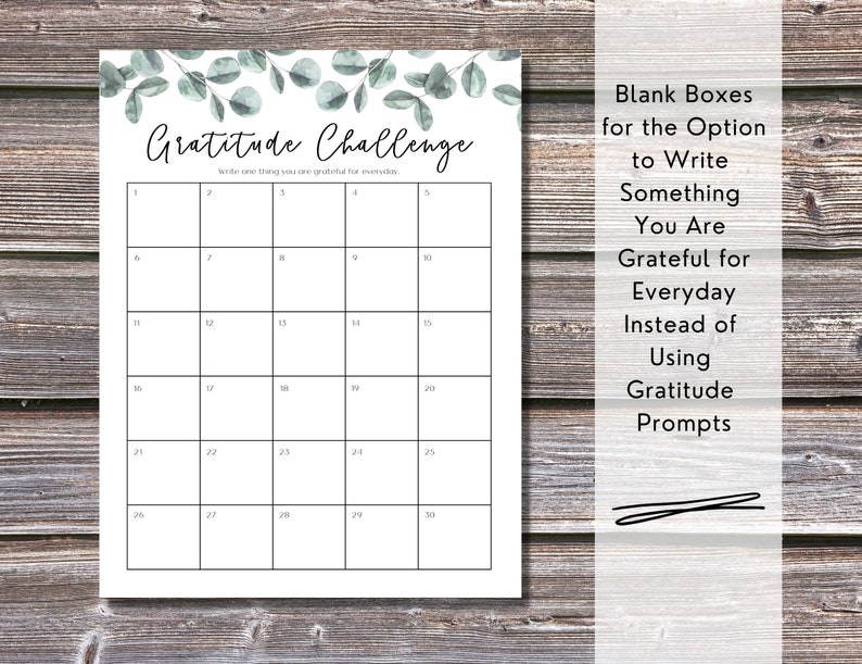 30 Day Gratitude Challenge Printable | Monthly Challenge Tracker ...