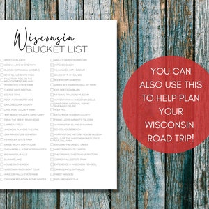 Wisconsin Bucket List Printable | America's 50 States Travel Planner ...