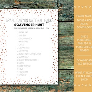Grand Canyon National Park Photo Scavenger Hunt | US National Park ...