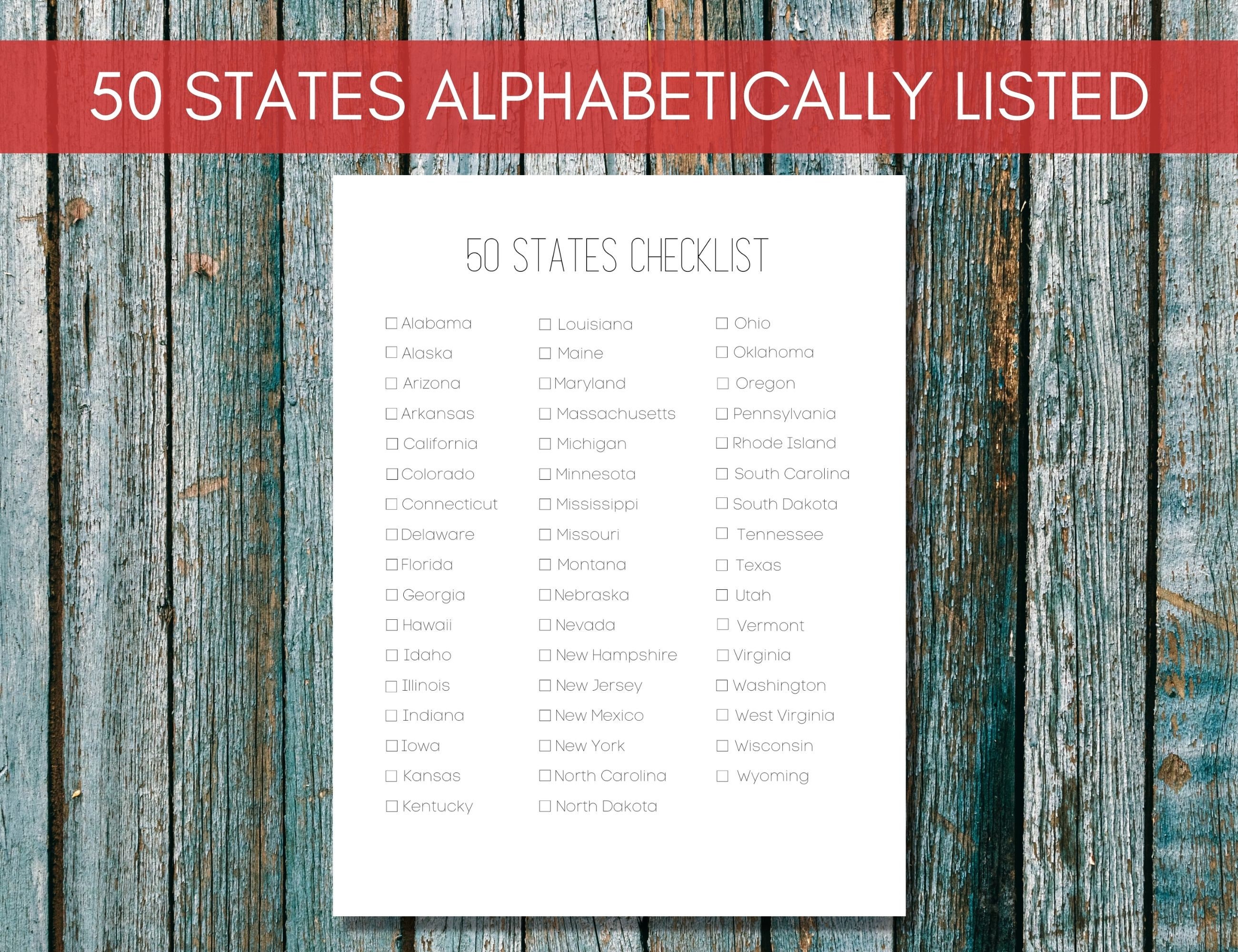 50 States Checklist Printable | US States Bucket List Challenge ...