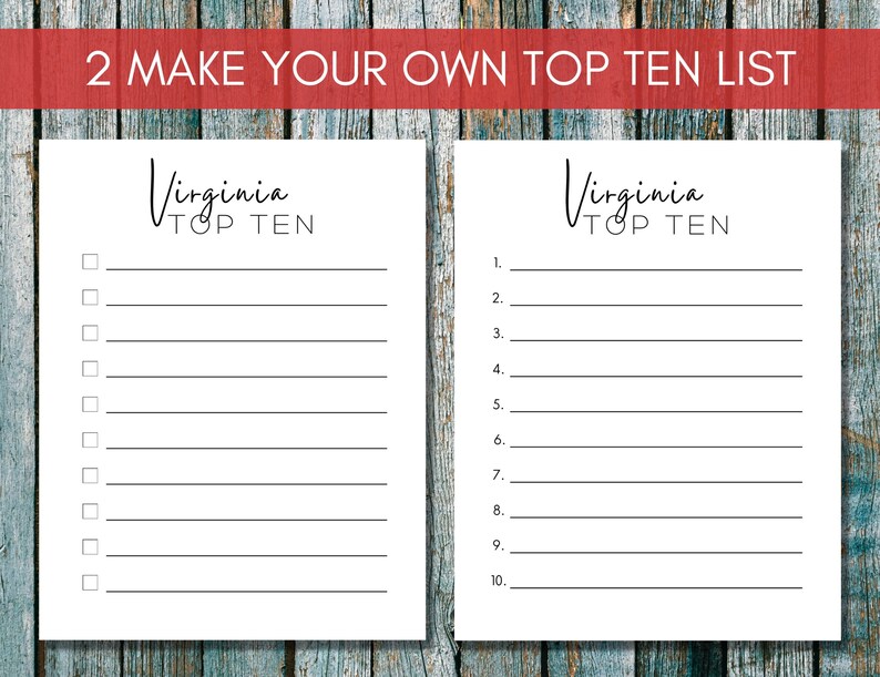 Virginia Bucket List Printable America's 50 States Travel - Etsy