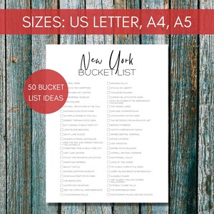 New York Bucket List Printable | America's 50 States Travel Planner ...