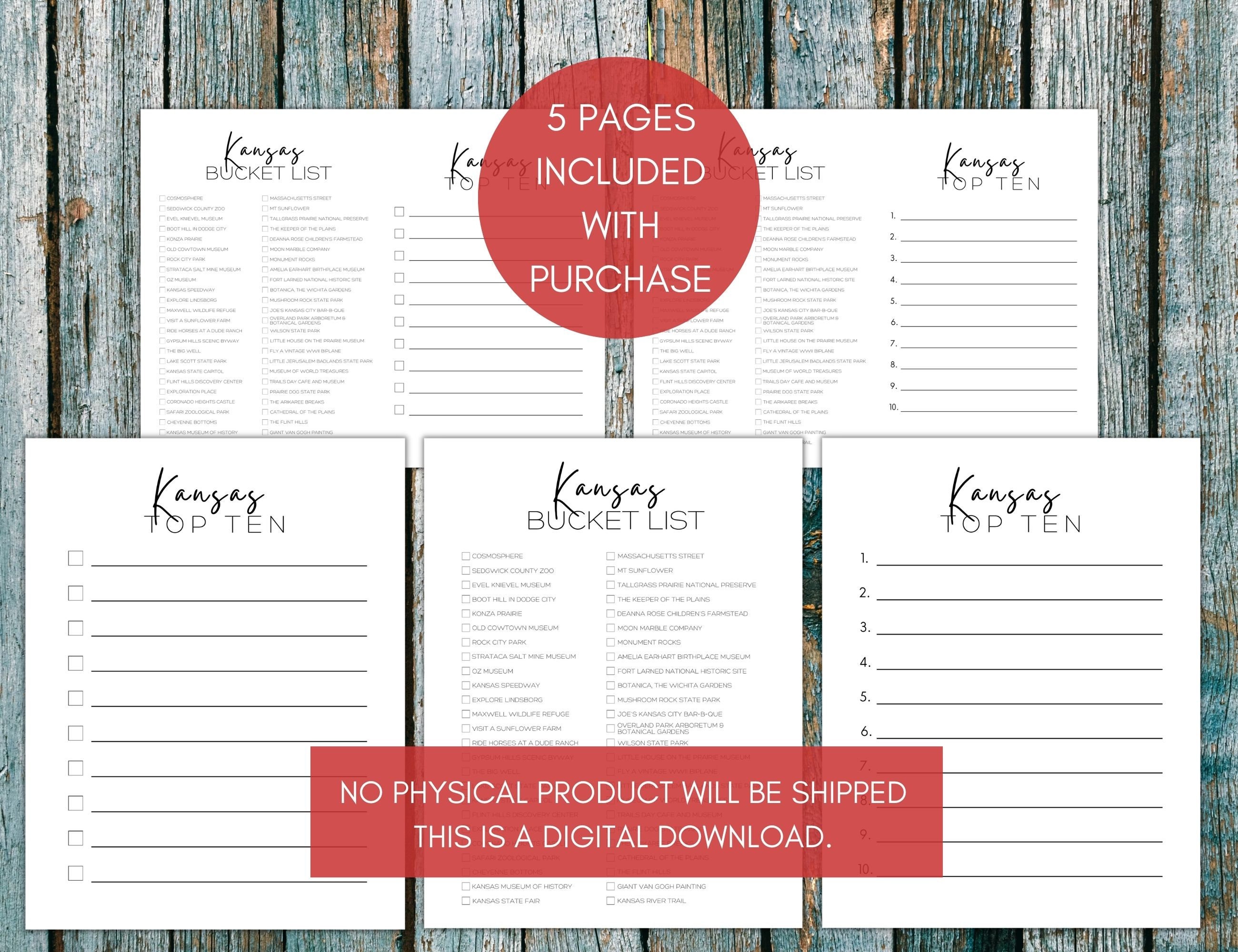 Kansas Bucket List Printable | Top Things to Do Travel Planner | Family ...