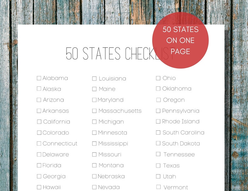 50 States Checklist Printable | US States Bucket List Challenge ...