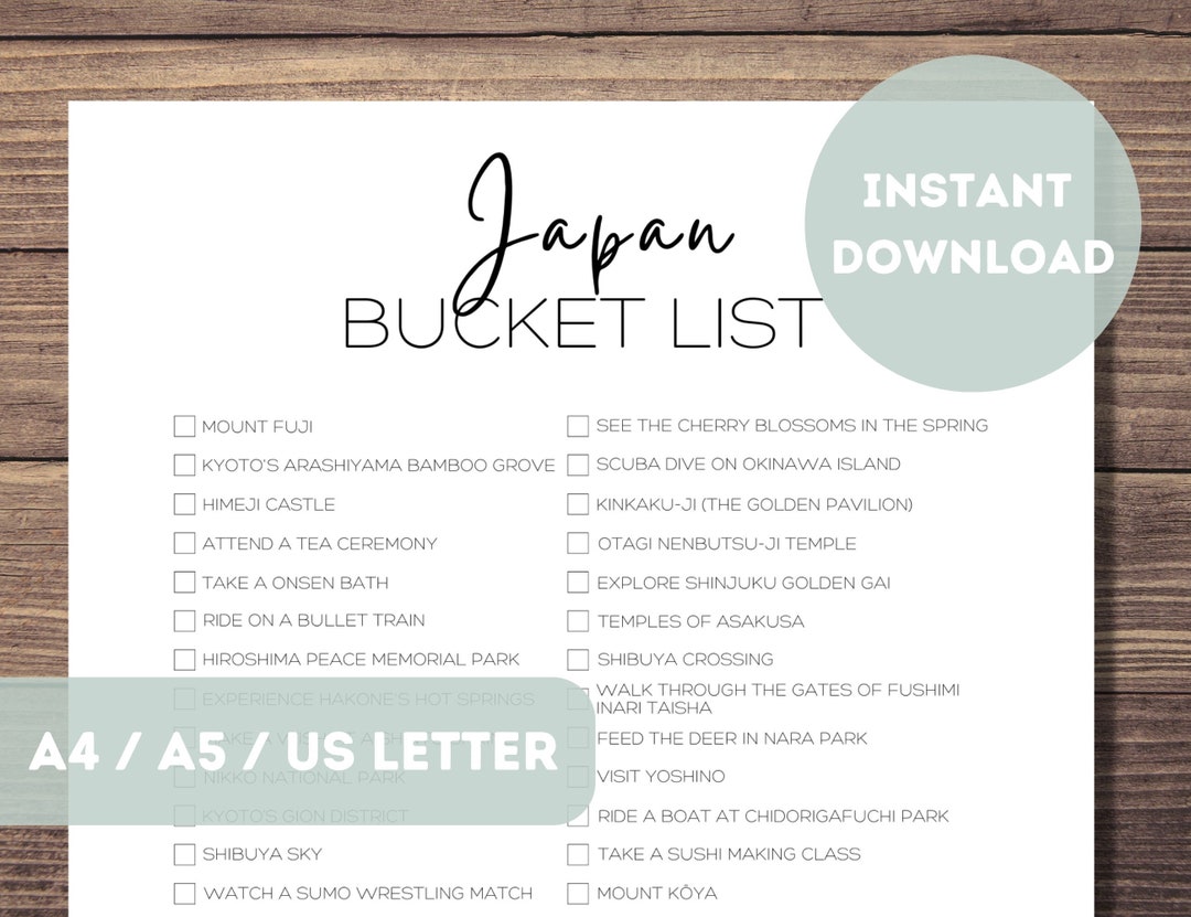 Japan Bucket List Printable Japan Travel Planner (Instant Download) - Etsy