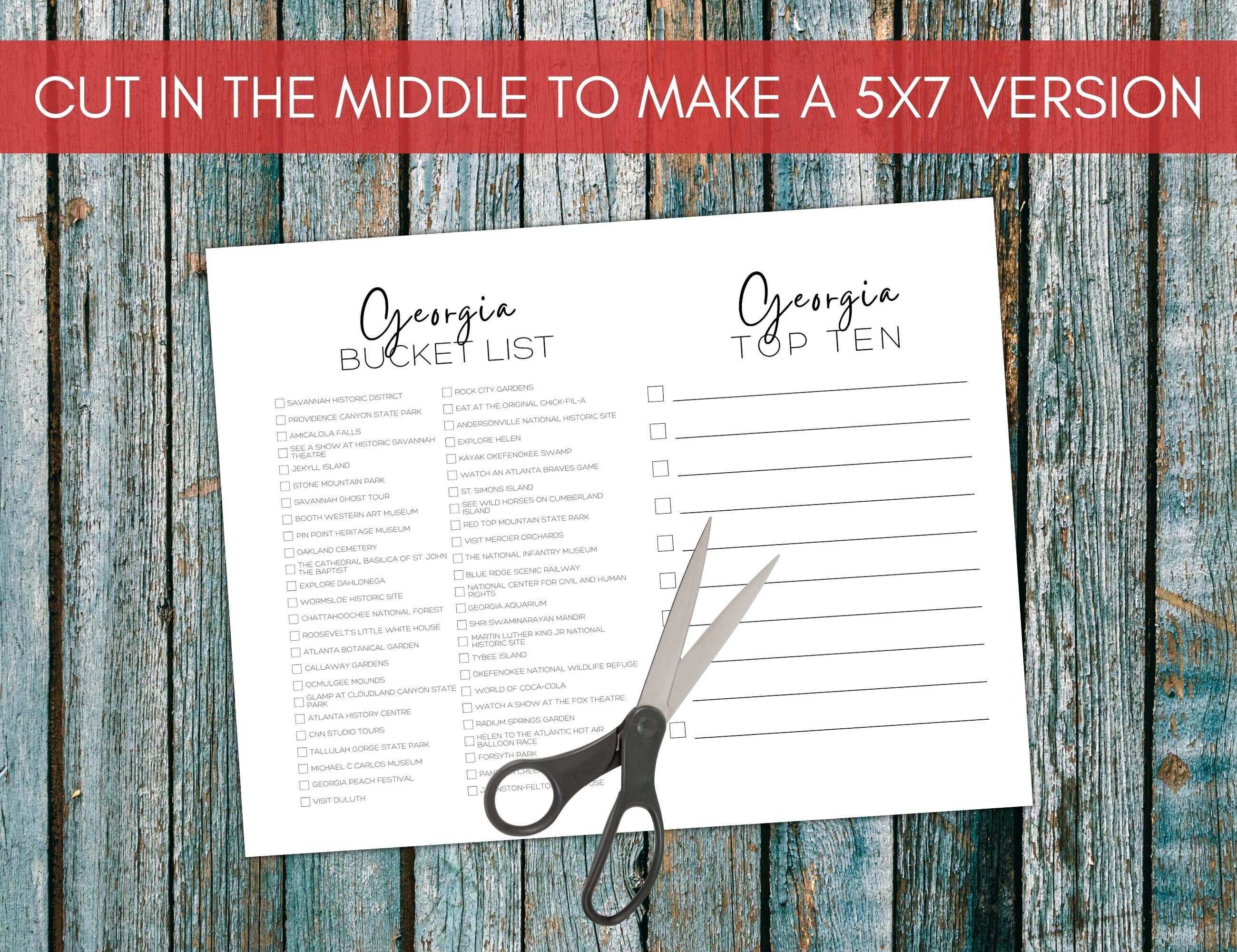 Georgia Bucket List Printable | America's 50 States Travel Planner ...