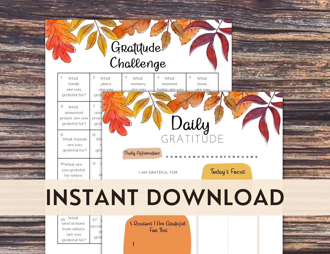 Fall Leaves Daily Gratitude Printables | Mindfulness Journal for Fall ...