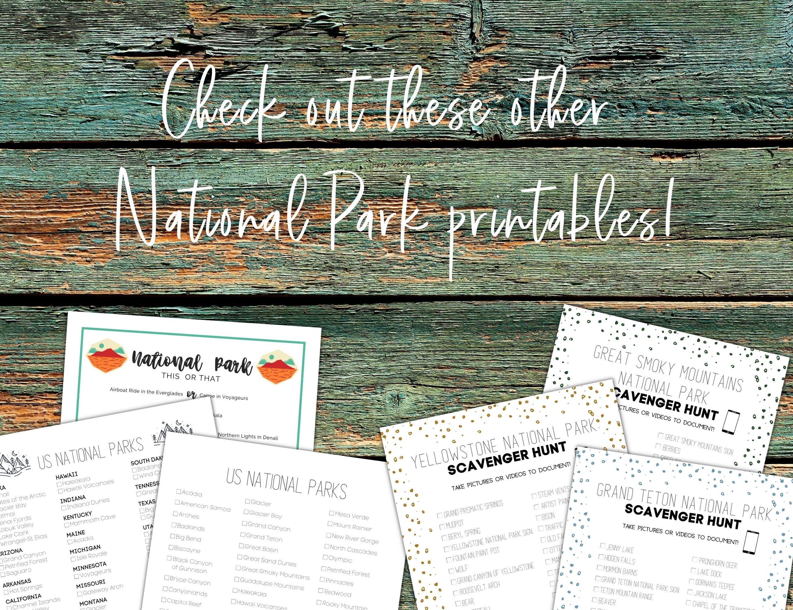 Yellowstone National Park Photo Scavenger Hunt | US National Park ...