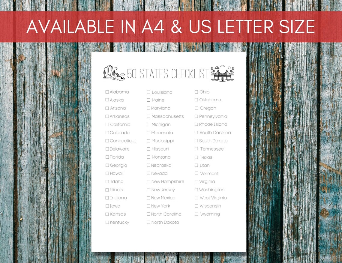 50 States Checklist Printable | US States Bucket List Challenge ...