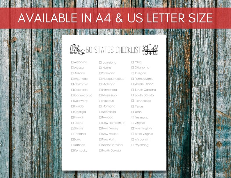 50 States Checklist Printable | US States Bucket List Challenge ...