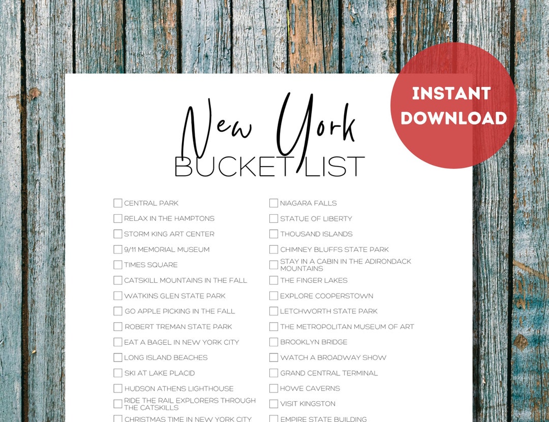 New York Bucket List Printable America's 50 States - Etsy