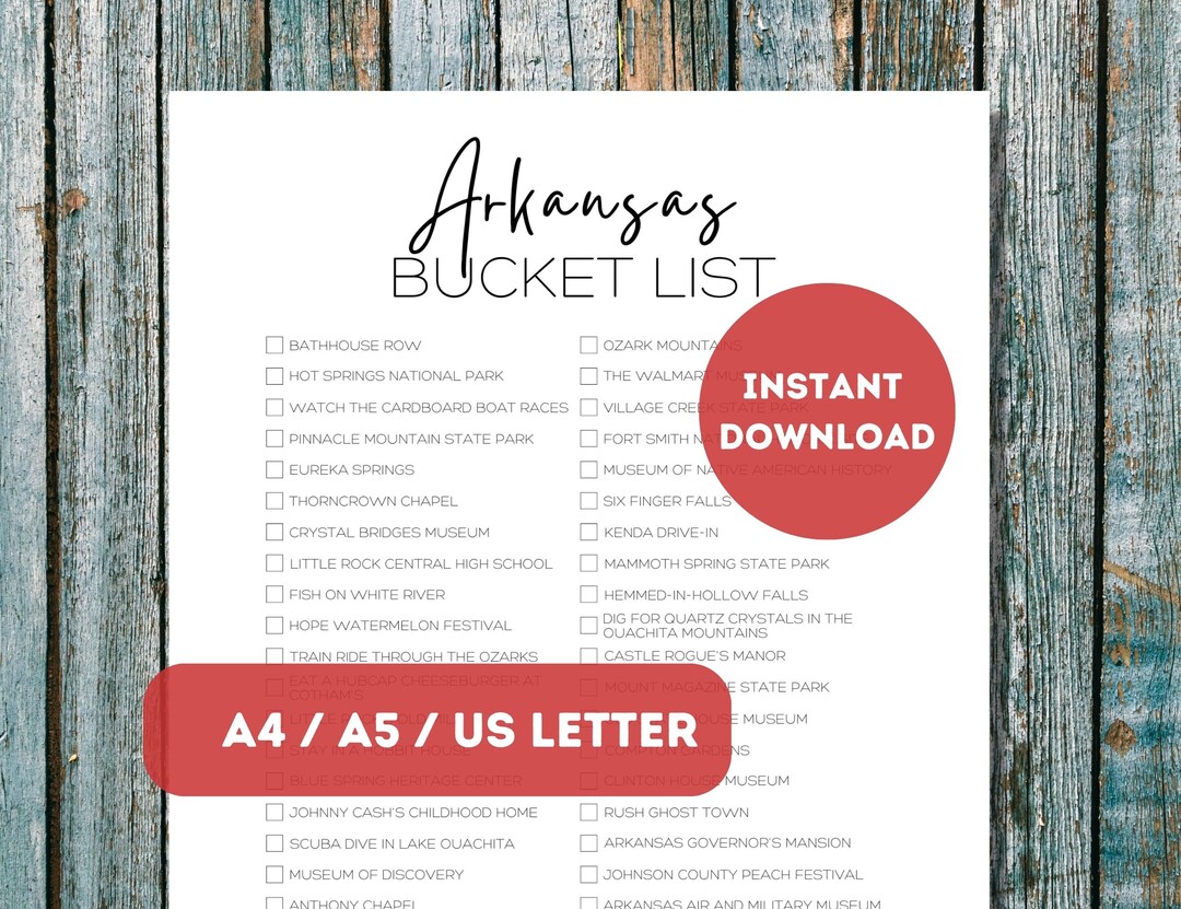 Arkansas Bucket List Printable | America's 50 States Travel Planner ...