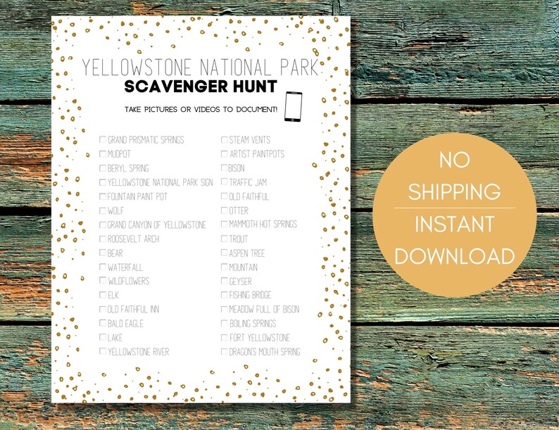 Yellowstone National Park Photo Scavenger Hunt | US National Park ...