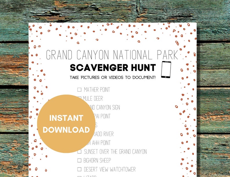 Grand Canyon National Park Photo Scavenger Hunt | US National Park ...