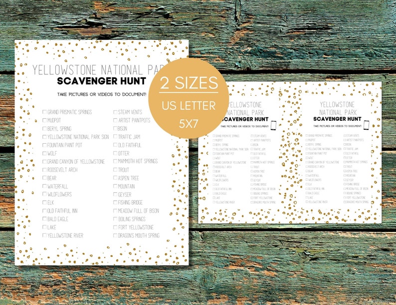 Yellowstone National Park Photo Scavenger Hunt | US National Park ...