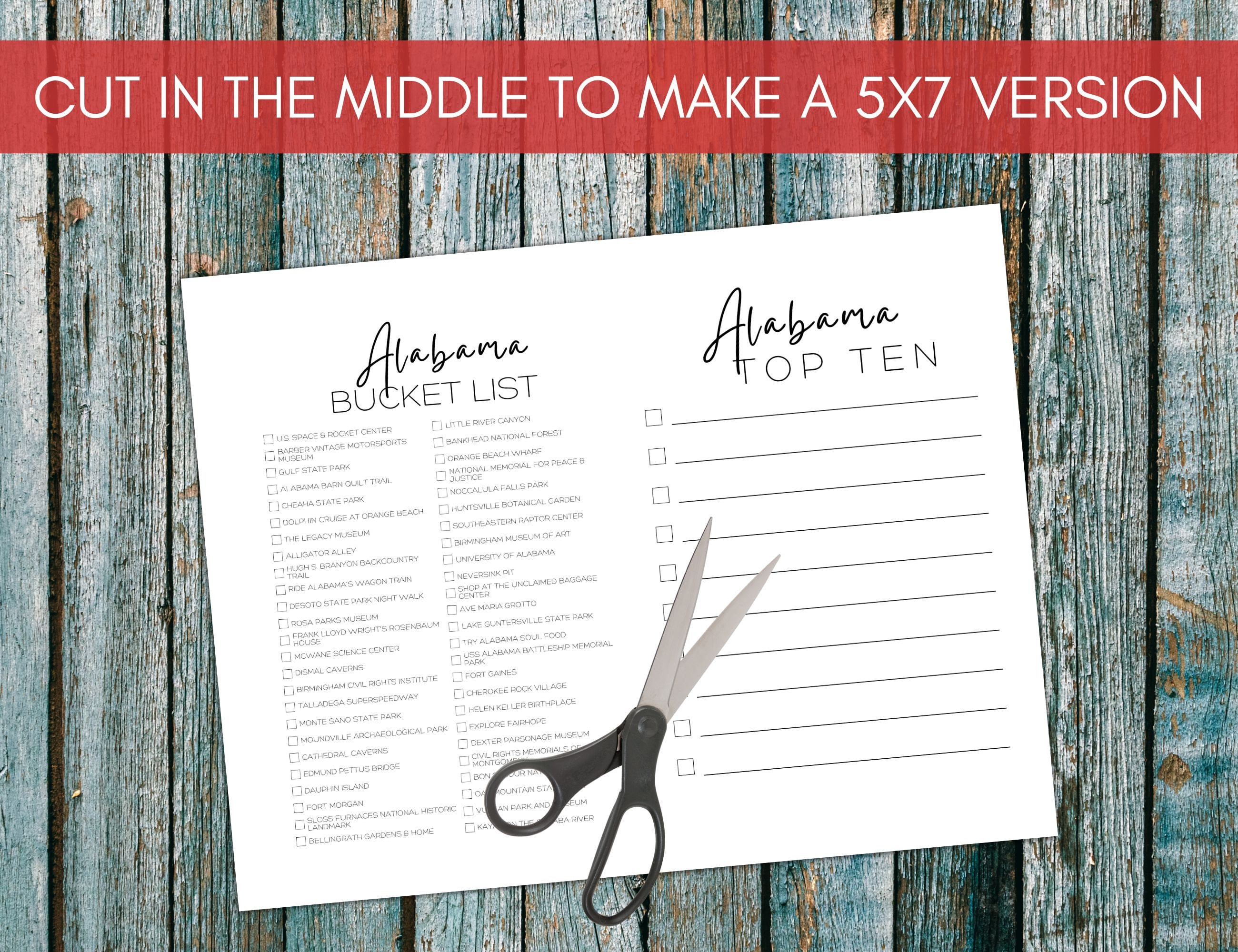Alabama Bucket List Printable | America's 50 States Travel Planner ...